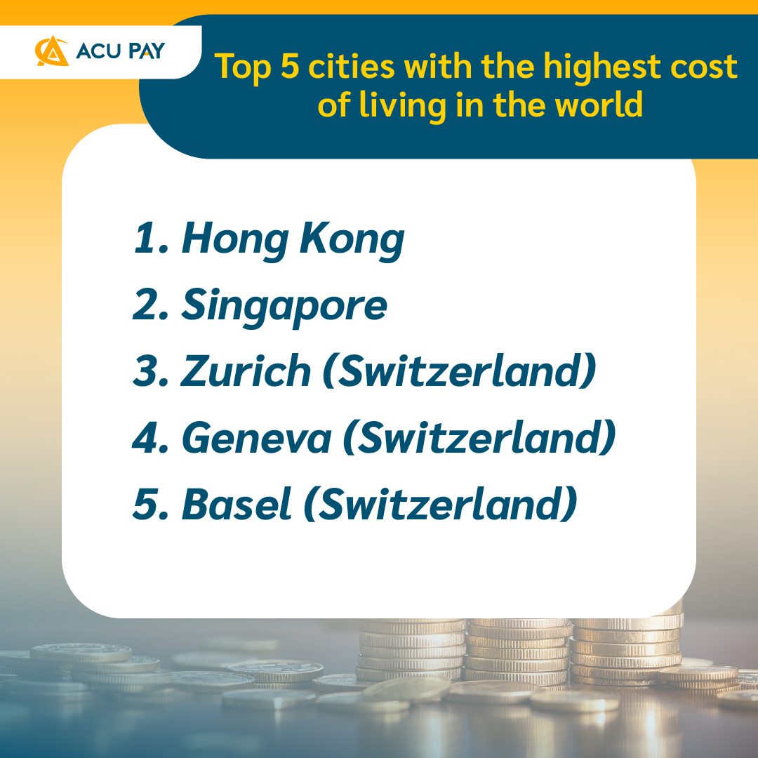 Top 5 cities with the highest cost of living in the world - ACU Pay