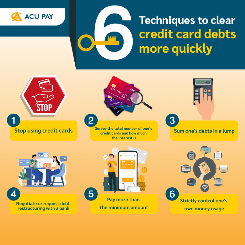 6 Techniques to clear credit card debts more quickly - ACU Pay